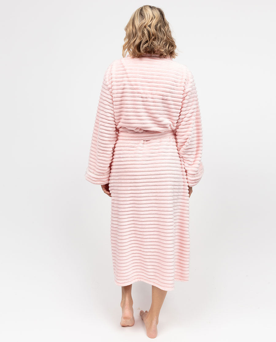 Pink Striped Fleece Dressing Gown - Cyberjammies