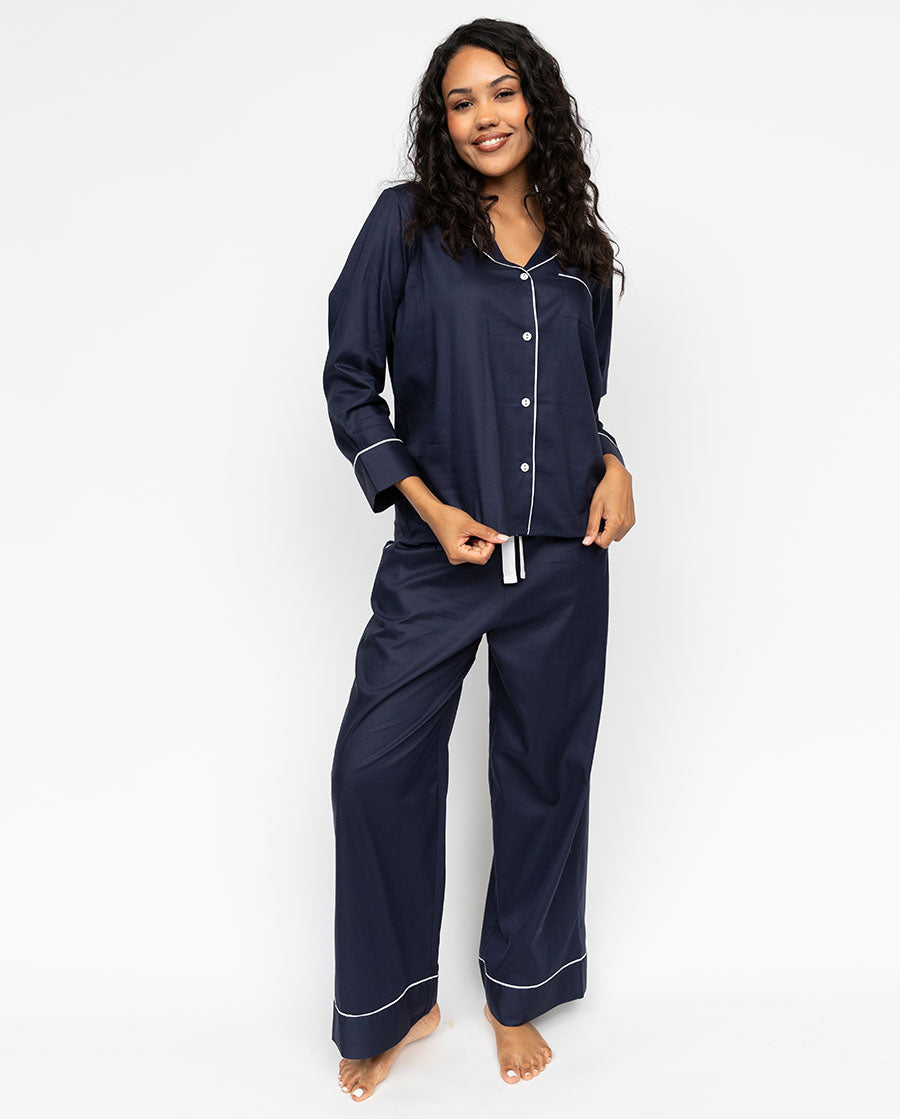 Womens Hotel Pyjamas Navy - Cyberjammies
