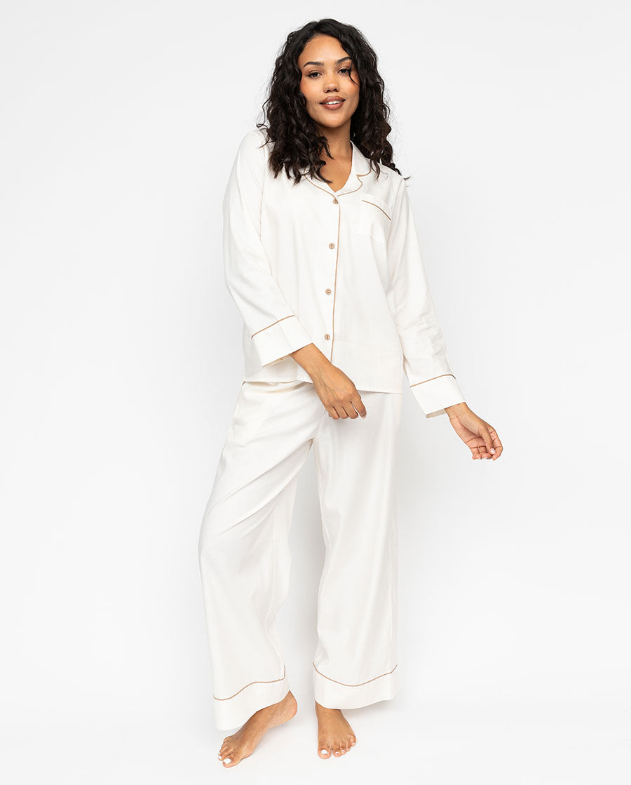 Womens Hotel Pyjamas Cream - Cyberjammies
