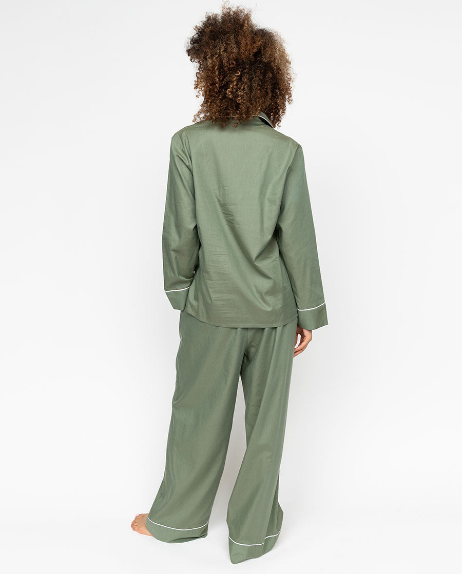 Womens Hotel Pyjamas Sage Green - Cyberjammies